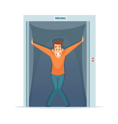 Claustrophobia frightened man in elevator fear Vector Image