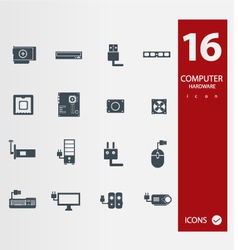 Computer hardware icons pc components Royalty Free Vector