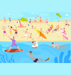 Tropical beach surfboard cartoon close-up Vector Image