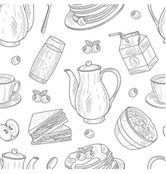 Doodle breakfast seamless pattern Royalty Free Vector Image