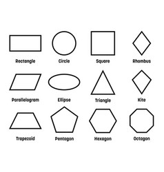 Geometric shapes with labels set 12 basic Vector Image