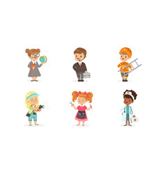 Kids different professions set teacher doctor Vector Image