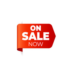 Red corner ribbon on sale now Royalty Free Vector Image