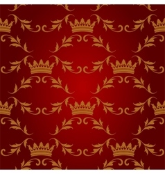 Seamless damask pattern gold and red texture Vector Image