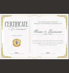 Certificate retro design template 4 Royalty Free Vector