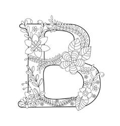 Letter b coloring book for adults Royalty Free Vector Image