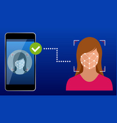 Isometric unlocking smartphone with biometric Vector Image