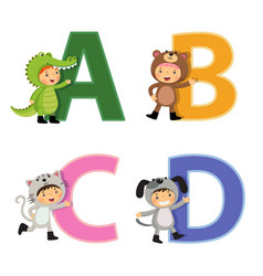 Cartoon kids with abcdef letters Royalty Free Vector Image