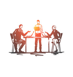 Office meeting top view conference group teamwork Vector Image