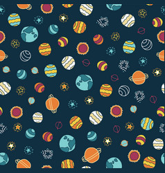 Seamless pattern with planets rockets and stars Vector Image