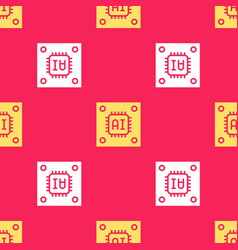 Yellow computer processor with microcircuits cpu Vector Image