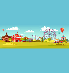 Amusement carnival park with circus tent clip art Vector Image