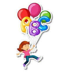 Happy birthday card with girl and balloons Vector Image