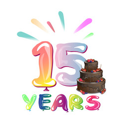 Golden color number 15 years greeting card Vector Image