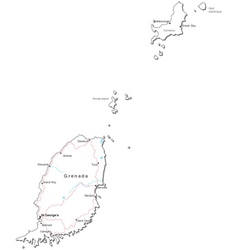 Black white grenada outline map Royalty Free Vector Image
