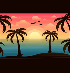 Caribbean sea view with palm trees Royalty Free Vector Image
