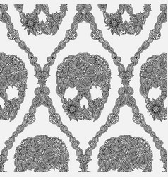 Skulls damask seamless pattern Royalty Free Vector Image