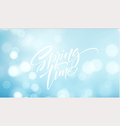 Spring time lettering text greeting card Vector Image