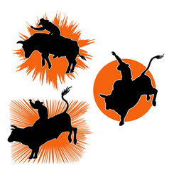 Rodeo cowboy emblem set Royalty Free Vector Image