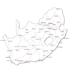 Black White South Africa Outline Map Royalty Free Vector