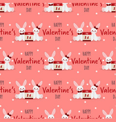 Valentines day seamless pattern with cute rabbits Vector Image