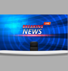 White table and lcd tv in news studio Royalty Free Vector
