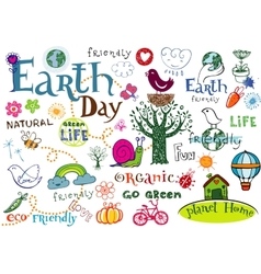 Ecology doodles icons set Royalty Free Vector Image