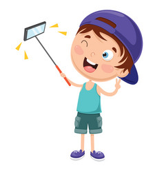 Kid using mobile device Royalty Free Vector Image