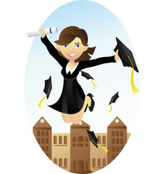 Graduation girl holding diploma Royalty Free Vector Image