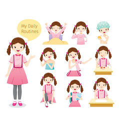 Daily routines boy on circle chart Royalty Free Vector Image