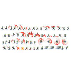Black ninja attack game sprites Royalty Free Vector Image