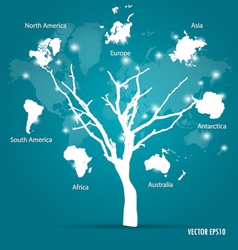 Tree shaped world map Royalty Free Vector Image