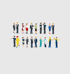 Isometric business characters poses set Royalty Free Vector