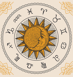 Zodiac sun icon astrology horoscope with signs Vector Image