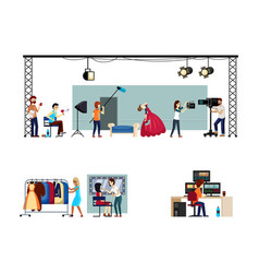 Film production and filming set camera setup Vector Image