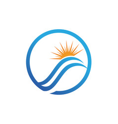 River and sun symbols logo template icons Vector Image