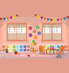 Kindergarten classroom interior children kids Vector Image