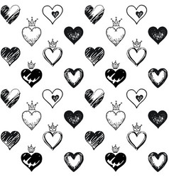 Seamless hearts pattern hand drawn sketch Vector Image