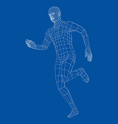 3d wire frame human bodyjumping flying figure Vector Image
