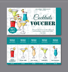 Cocktail discount voucher for cafe or restaurant Vector Image