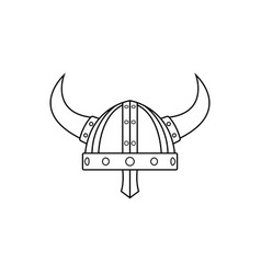 Viking helmet outline icon on isolated white Vector Image
