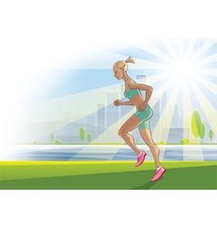 Kids cartoon landscape with rainbow Royalty Free Vector