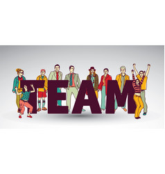 Happy team group people Royalty Free Vector Image