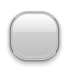 Blank banner button with silver metal frame chrom Vector Image