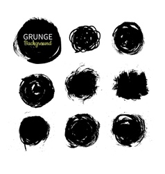 Grunge ink round brush strokes freehand black Vector Image