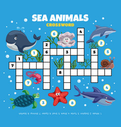 Sea animals crossword composition Royalty Free Vector Image