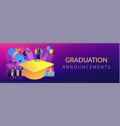 Graduation concept banner header Royalty Free Vector Image