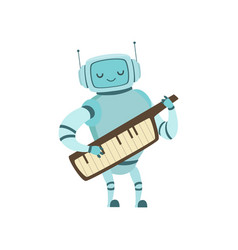 Cute robot musician playing banjo musical Vector Image