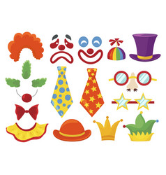 Circus and clown photo booth props Royalty Free Vector Image