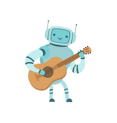 Cute robot musician playing banjo musical Vector Image